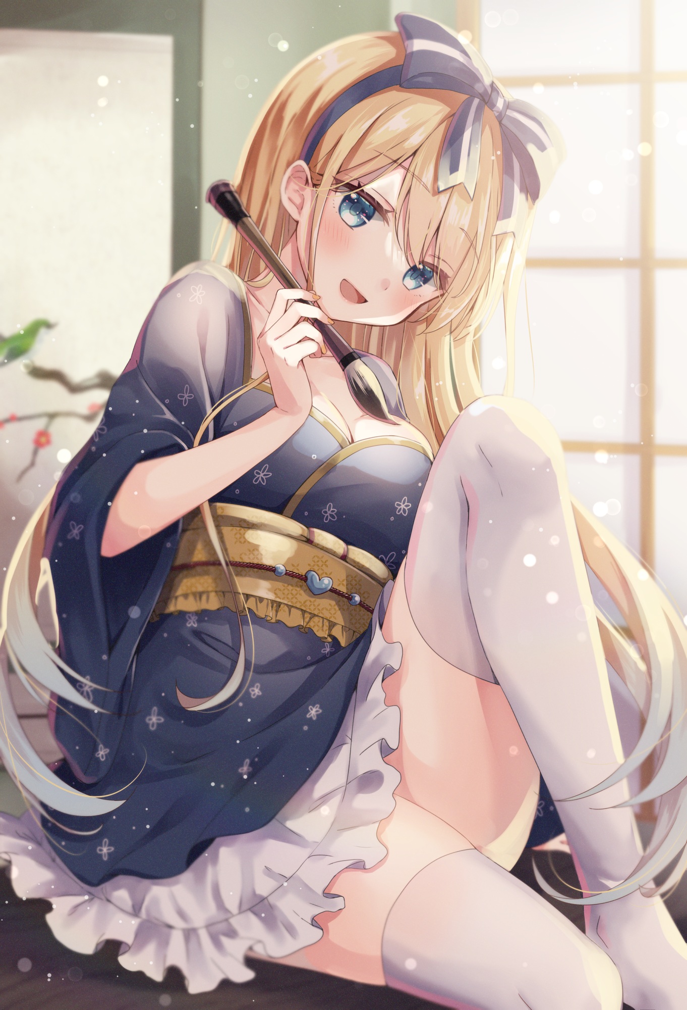 gomano rio emori miku project emu alice cleavage japanese clothes skirt lift thighhighs ...